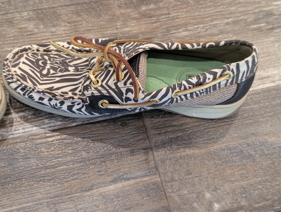 Sperry Top Sider Womens 6.5 M Zebra Print Boat Shoes Cushion Arch ...