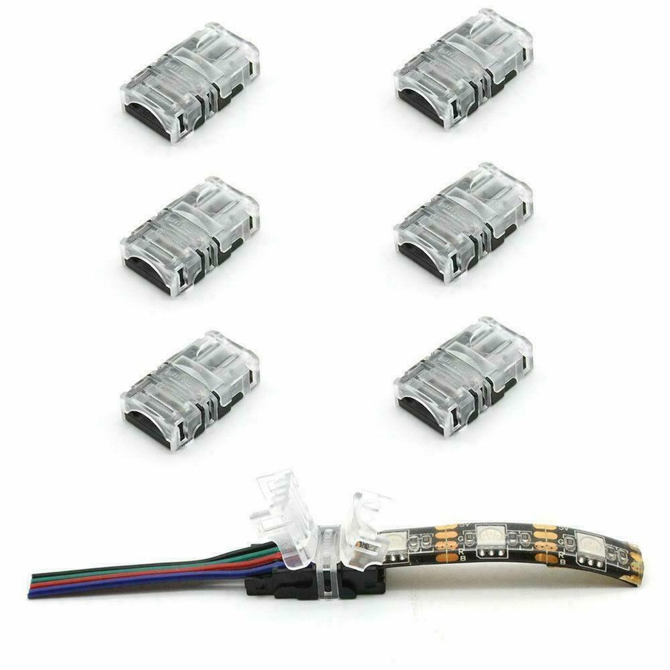 2PIN 4PIN LED STRIP RGB EXTENSION CABLE WIRE ADAPTER CLIP CONNECTOR 8MM ...
