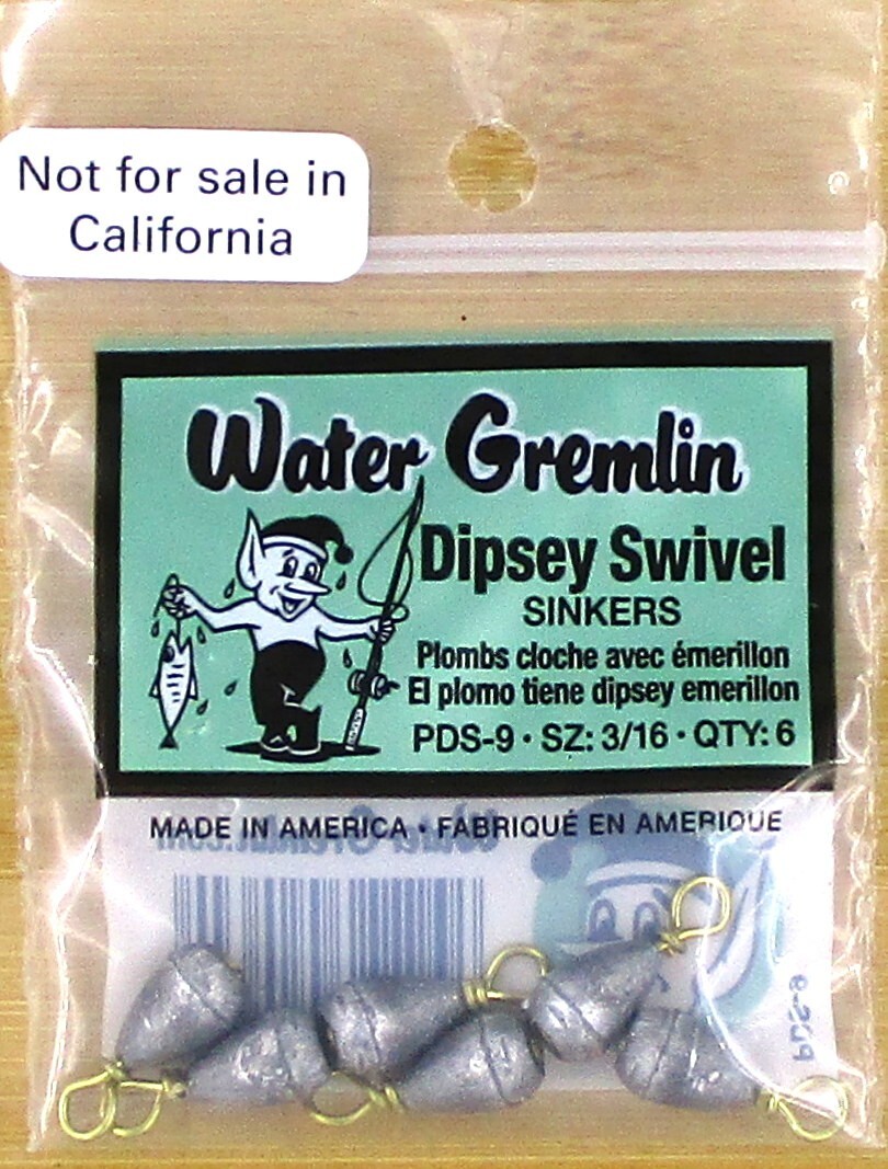 (6) Packs Water Gremlin 3/16 Oz Dipsey Swivel Sinkers Wholesale Case ...