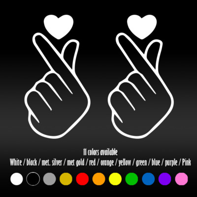 7" Heart Kpop Asian Hand sign Trunk Bumper Car Window Diecut Vinyl ...