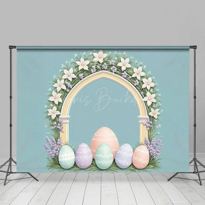 Spring Plant Colorful Eggs Floral Easter Backdrop | eBay UK