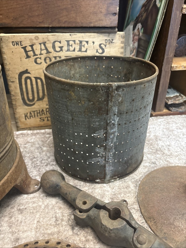 Antique Cast Iron & Steel Tin Wine Juice Fruit Press Primitive Vintage ...