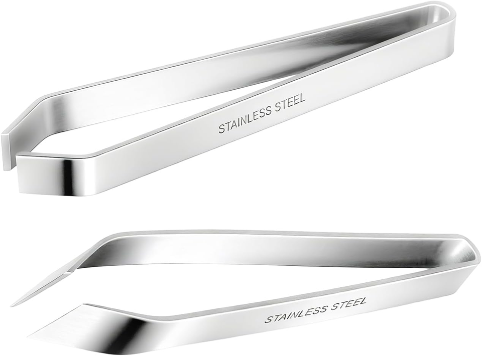 Fish Bone Tweezers 2-Pack, Stainless Steel Flat & Slant Tip Pliers with ...
