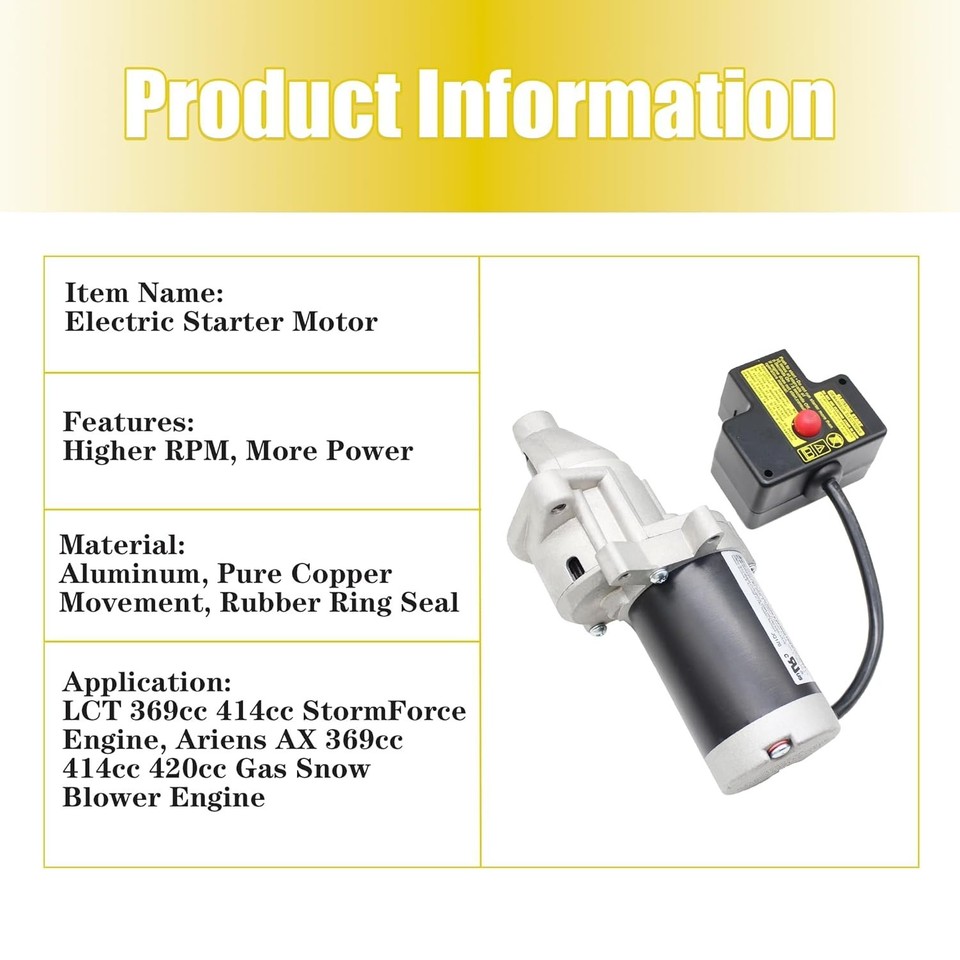 JQ170-4 Electric Starter Motor for LCT 369Cc 414Cc Stormforce Engine ...
