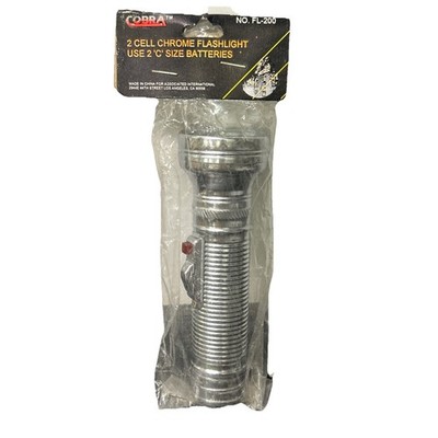 VINTAGE NEW 1980's COBRA CHROME METAL FLASHLIGHT 6 INCH 2 C BATTERY ...