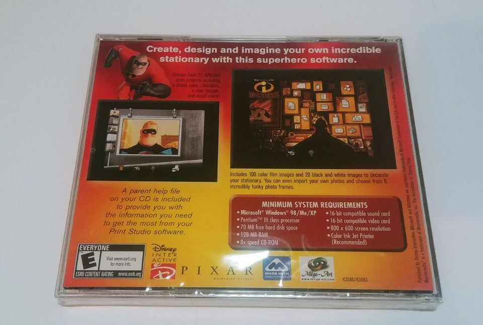 NEW The Incredibles PC-CD ROM Print Studio (PC, 2005, Disney ...