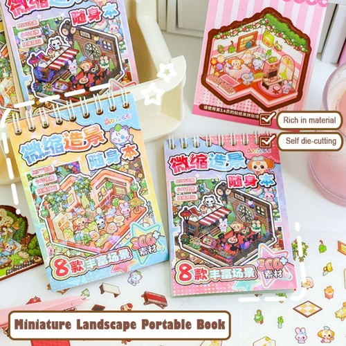 Cartoon Mini 3D Landscape Sticker Book PET Sticker Cabin Scene for Kids ...