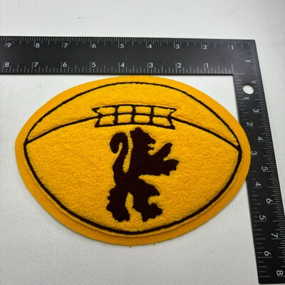 Large LION ON FOOTBALL Chenille Letter Jacket Patch (Heraldry Lion) 00 ...