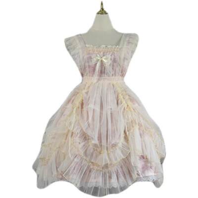 Women Girl Lolita Dress Petticoat Strappy Ruffles Lace Mesh Sarong ...