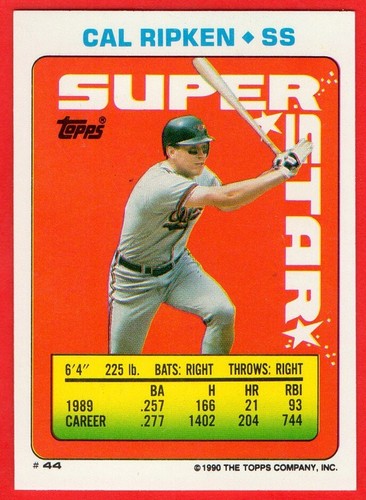 1990 Topps #44 Cal Ripken JR HOF baseball sticker | eBay