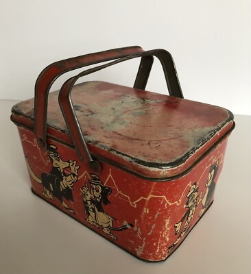 Vintage 1940’s Walt Disney Pinocchio Metal Tin Lunch Box Basket. | eBay