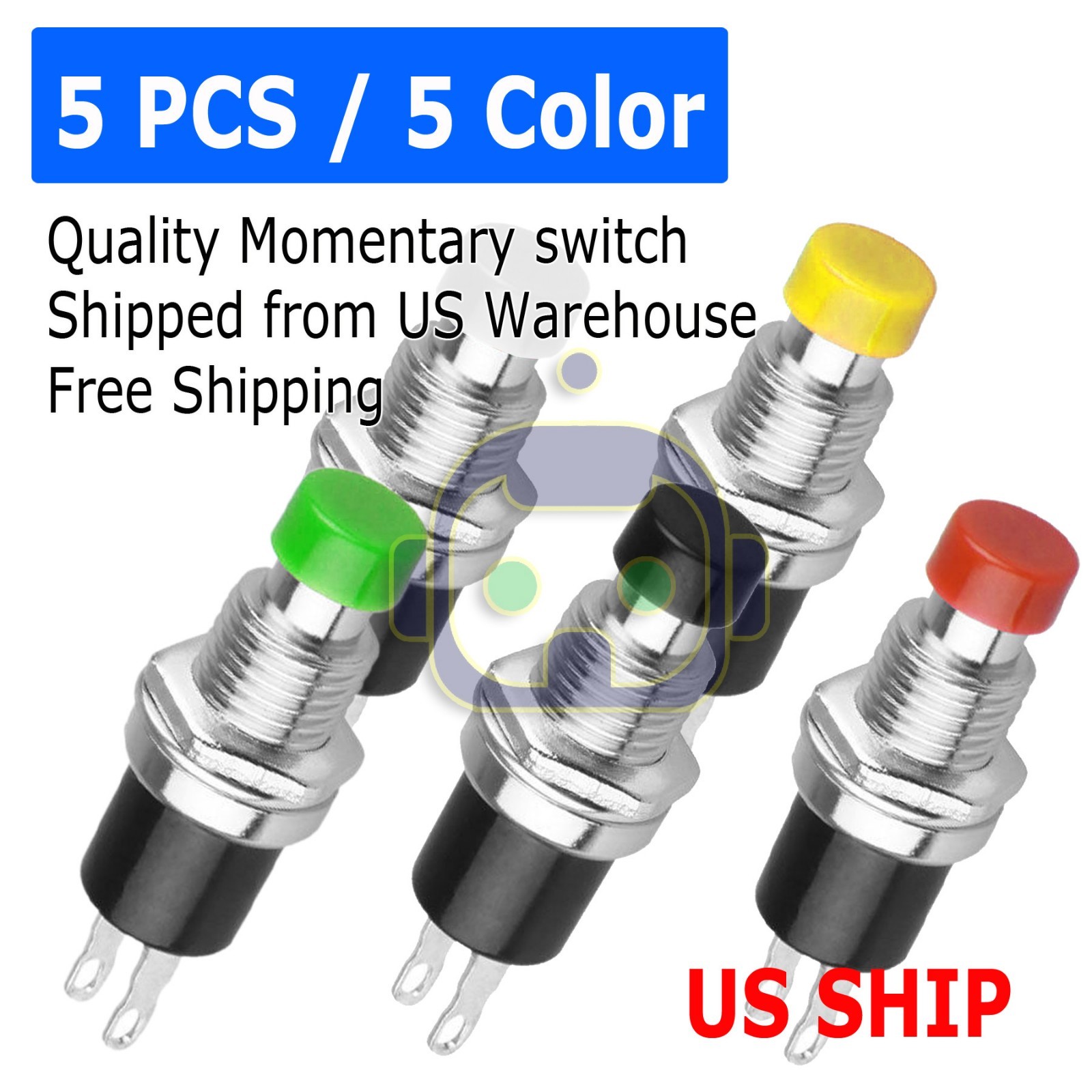 5 x Momentary Push Button Small Switch Power DC 50V 0.5A Color Knob ...
