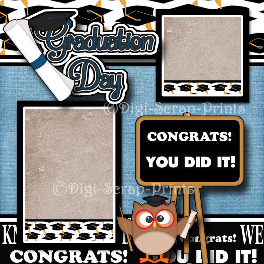 GRADUATION GIRL 2 premade scrapbook pages paper piecing layout school ...