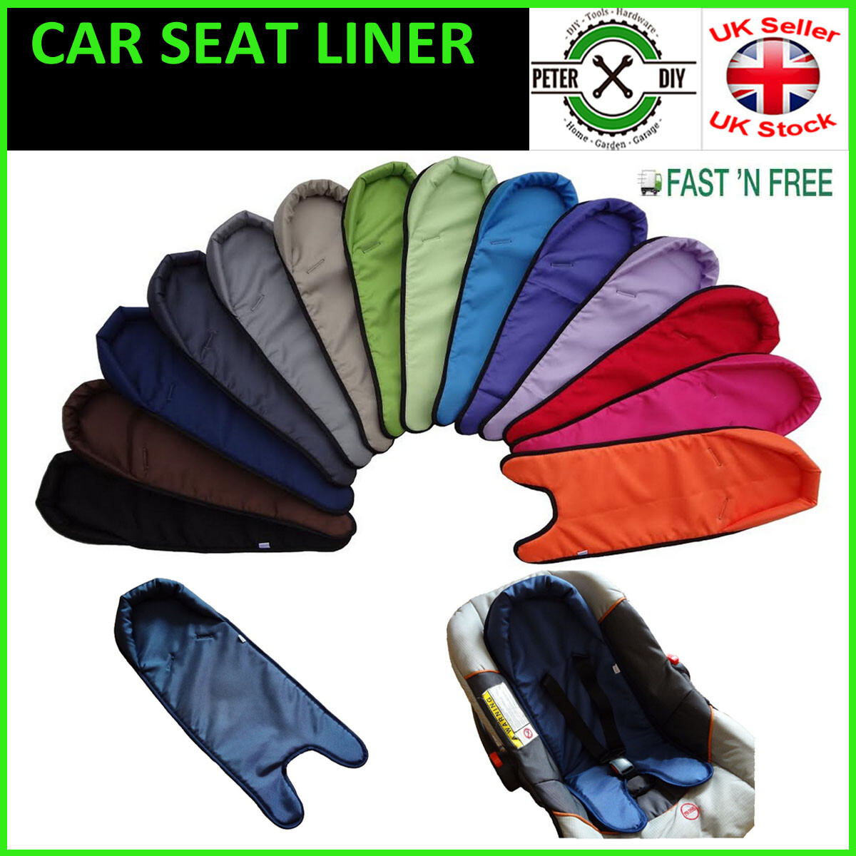 Baby Car Seat Wipeable Fabric Liner Pad Padding Head Support Rest Cover ...