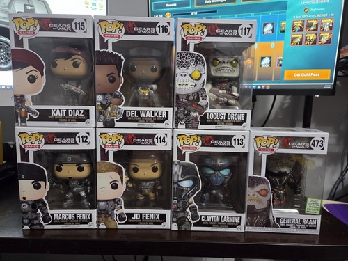 Gears of War Funko Pop Lot (7) 112-117 Bonus Genl RAAM 473 W/Protectors ...