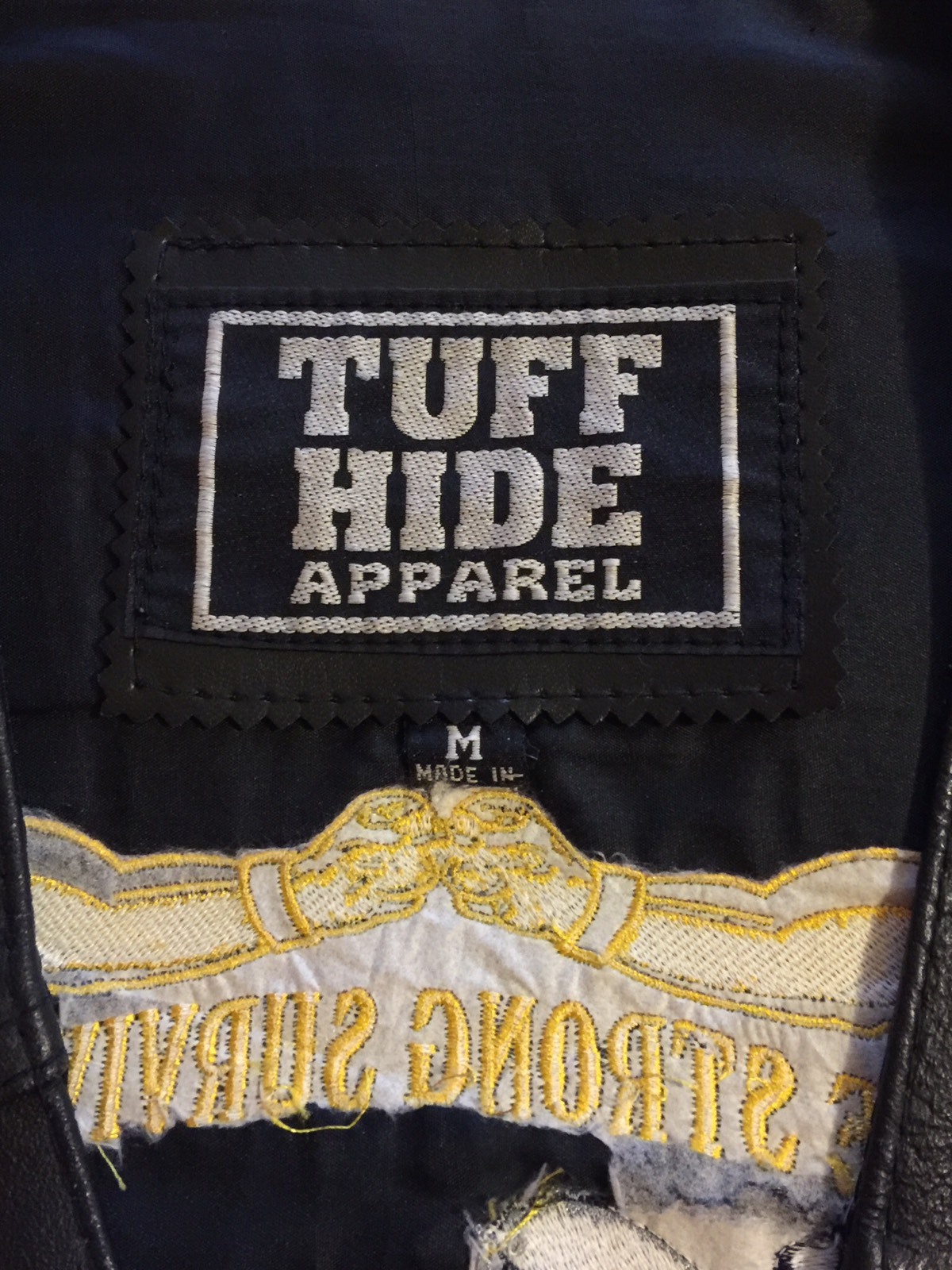 Tuff Hide Apparel Black Leather Embroidered Vest THE STRONG SURVIVORS ...
