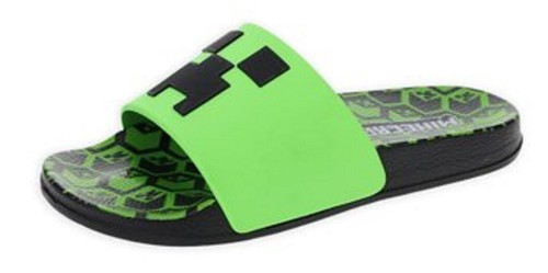Official Minecraft Creeper Kids Youth Boys Slides Sandals Flip Flops ...