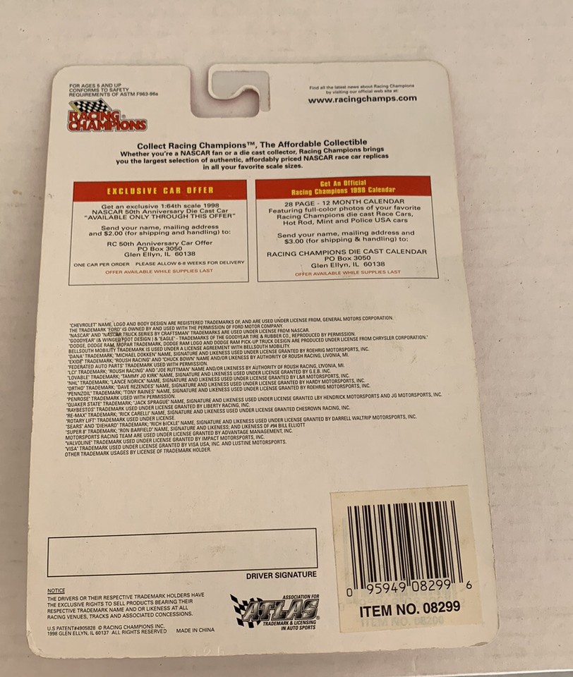 Racing Champions Ron Barfield #35 Ortho NASCAR 50th Anniversary ...