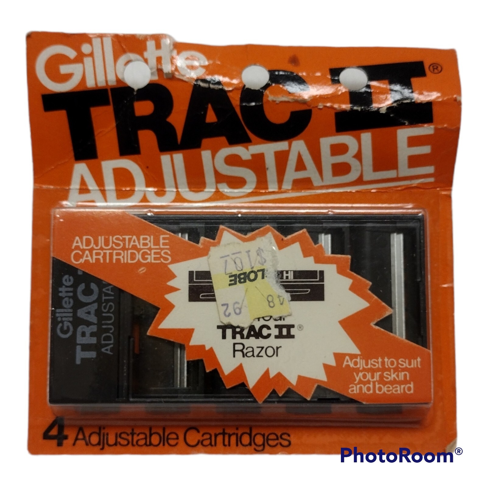 Gillette Trac II Adjustable Razor 4 Cartridges New Old Stock NOS Orange ...
