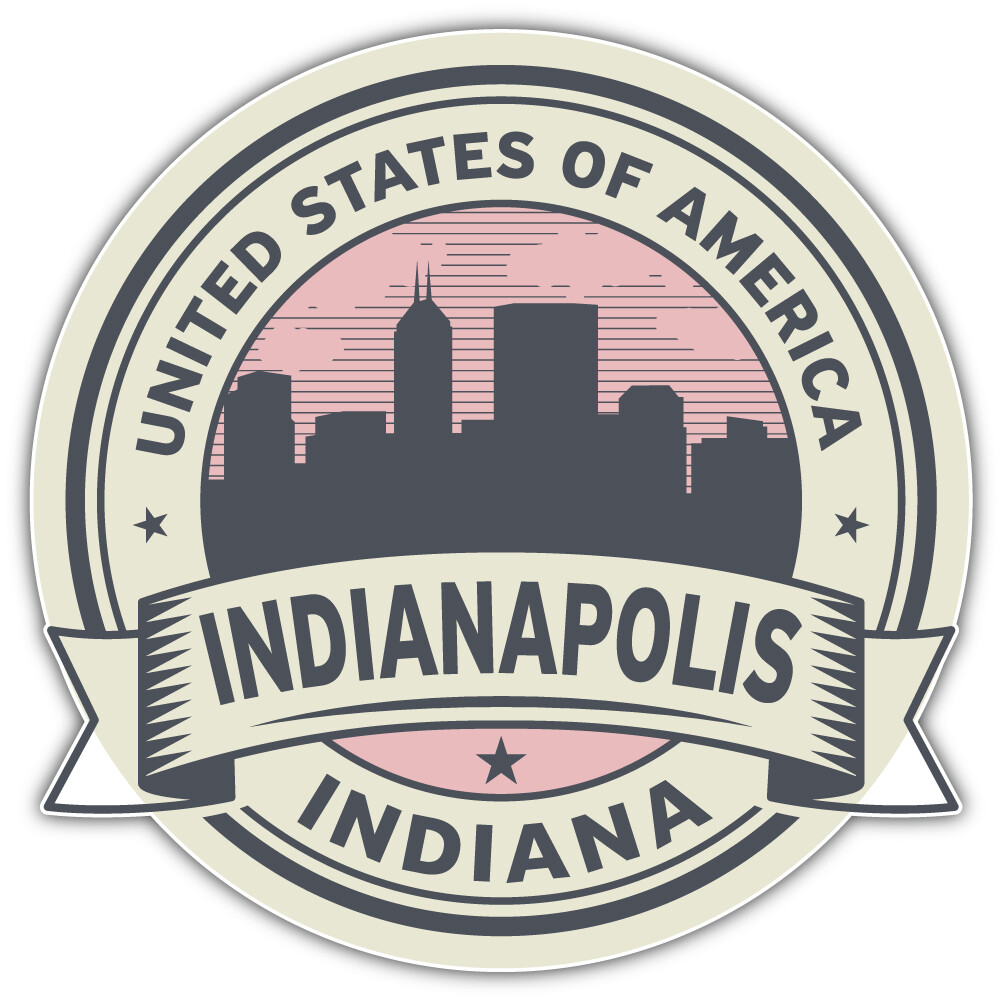 Indianapolis City Indiana USA State Retro Badge Car Bumper Sticker ...