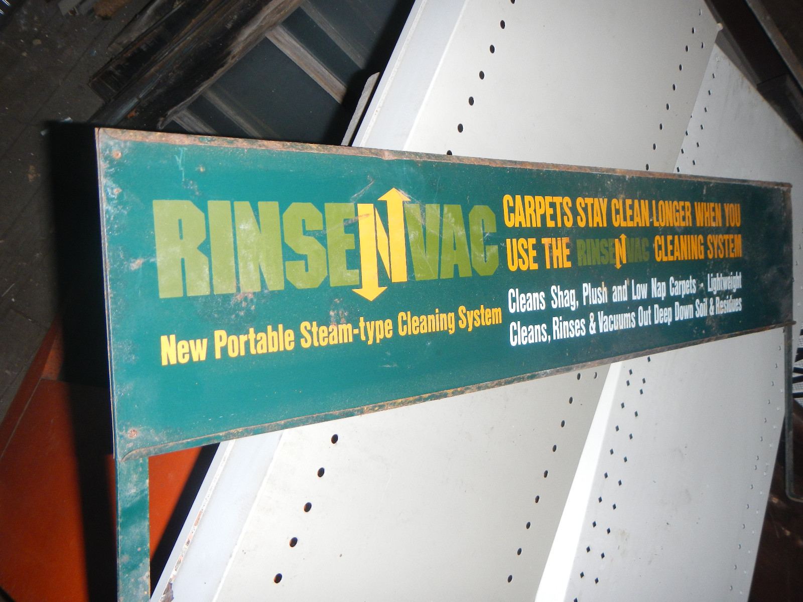 RinseNvac Carpet Vacuum Machine Double Sided Advertising Metal Sign ...