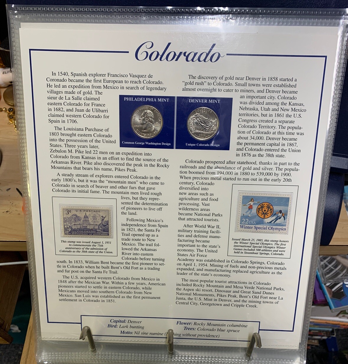 PCS Statehood Quarters & Stamp Collection - COLORADO (H2B2) | eBay