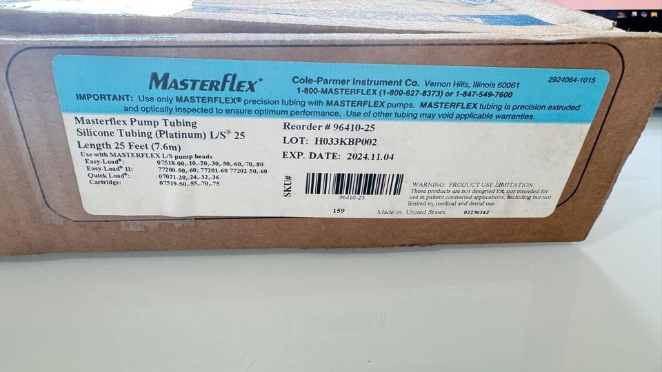 Masterflex Pump Silicone Tubing 96410-25 Length 25 Feet (7.6m) | eBay