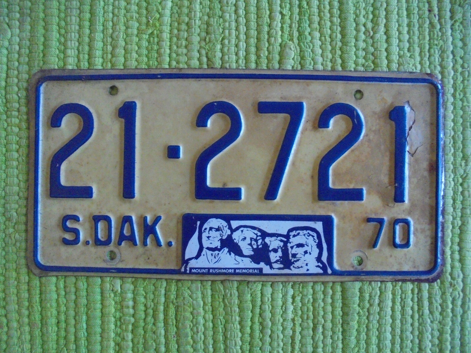 1970 South Dakota License Plate SD 70 Mount Rushmore Memorial S Dak Tag ...