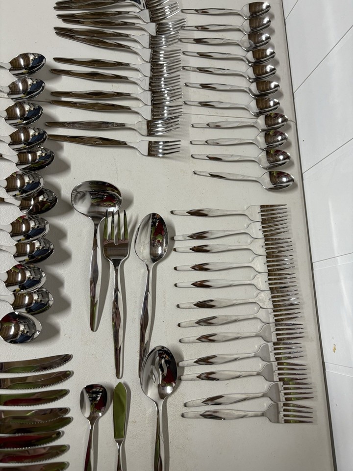 Cutco Stainless Flatware Set 12 Place Setting + Serving Set | eBay