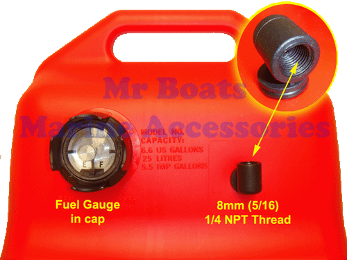 25 LITRE BOAT FUEL TANK + GAUGE Outboard Marine Boat Engine Portable ...