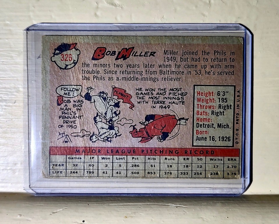 1958 Bob Miller Topps Baseball Card #326 | eBay