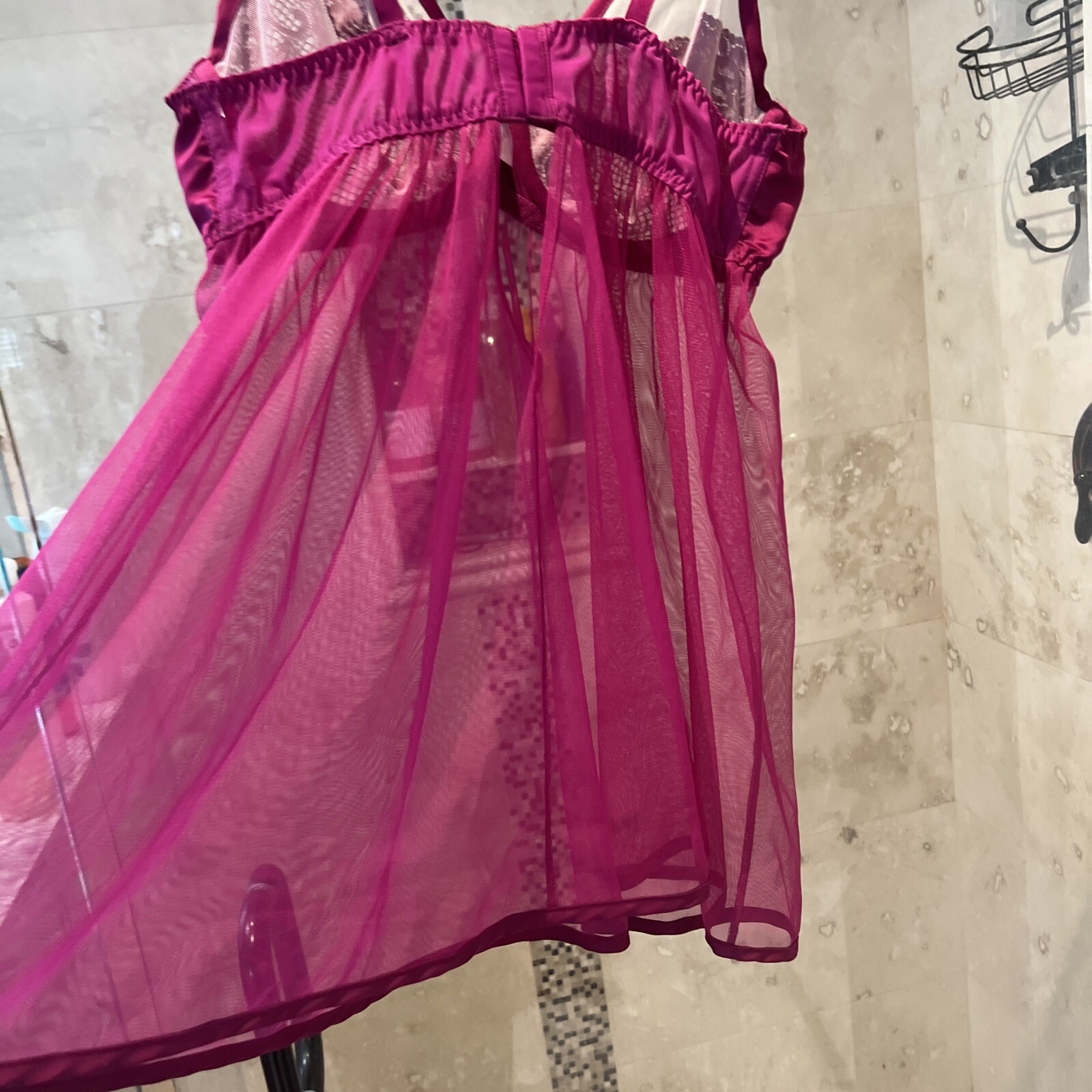 Cacique nightgown Lace mesh nightie lingerie Pink Nu… - Gem