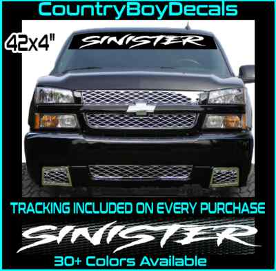 SINISTER 42" Vinyl Decal Windshield Diesel Truck Car Turbo Wicked Boost ...