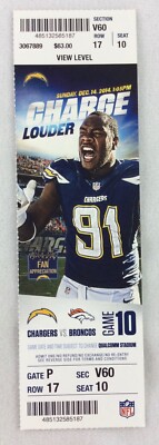 NFL 2014 12/14 Denver Broncos at San Diego Chargers Ticket-Peyton ...