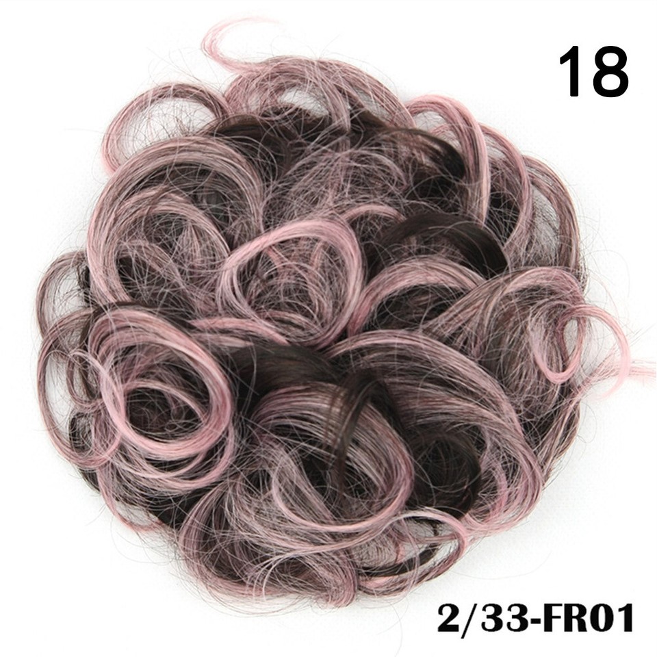 Girls Women Elastic Wig Hair Ring Curly Scrunchie Bun Chignon Ponytail ...