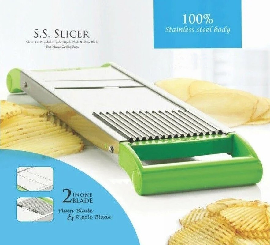 Mandolin 2in1 Slicer Crinkle Chips Cutter Wave Fruit Vegetable Veg ...