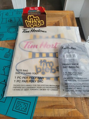 Justin bieber tim hortons tote bag, fanny pack, 10 pack box tim biebs ...