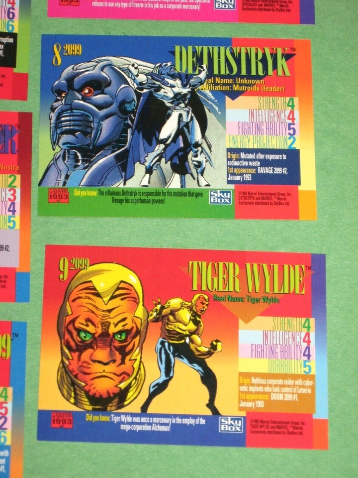 1993 MARVEL UNIVERSE SERIES IV RED FOIL 9 CARD INSERT SET SKYBOX 2099 ...
