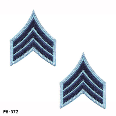 Sergeant Chevron Sleeve Rank Patches ~ Blue & Blue ~ NEW Gemsco USA | eBay