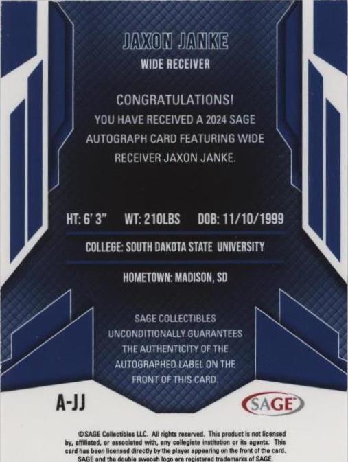 2024 SAGE HIT Low Series Jaxon Janke #A-JJ for sale | eBay