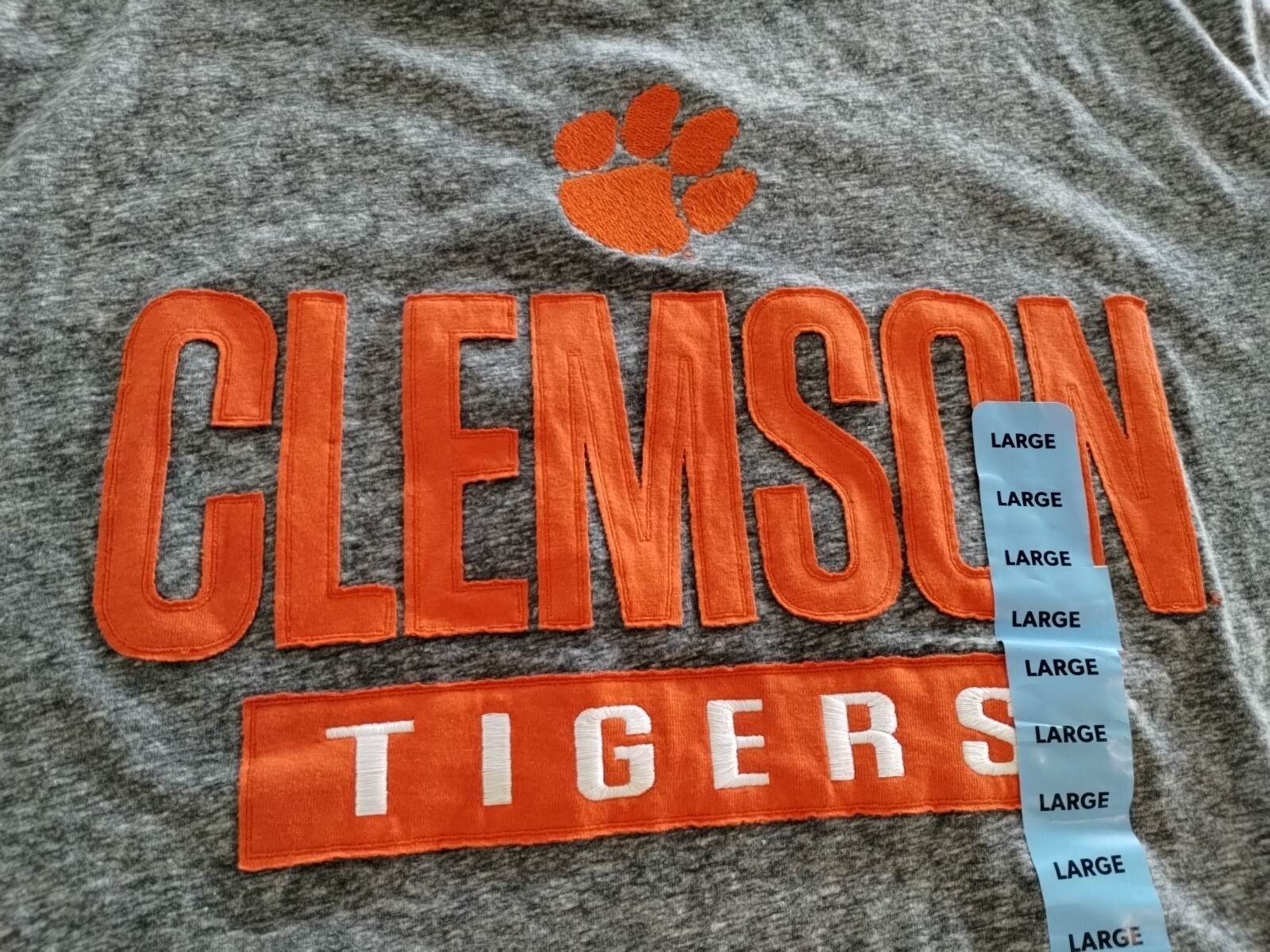 Clemson Tigers T-Shirt, Unique Embroidered Paw & Sewn on Letters (Mens ...