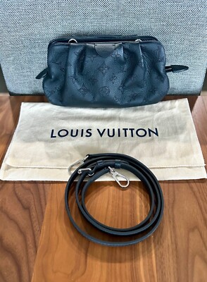 Authentic Louis Vuitton Monogram Mahina Mini Scala Pouch - Black | eBay