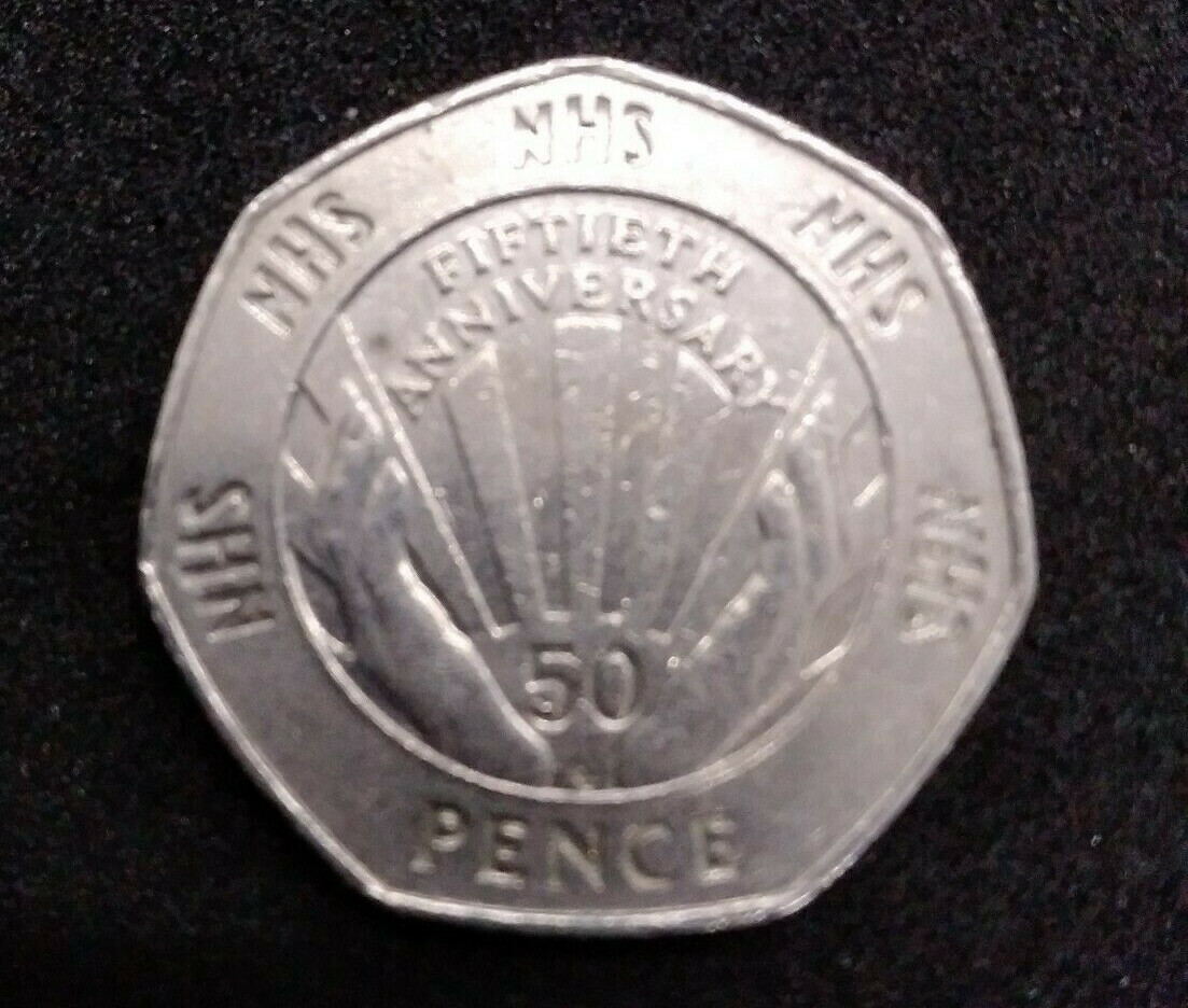 1998 NHS FIFTIETH ANNIVERSARY 50p Coin Circulated Fifty Pence Coin 27mm ...