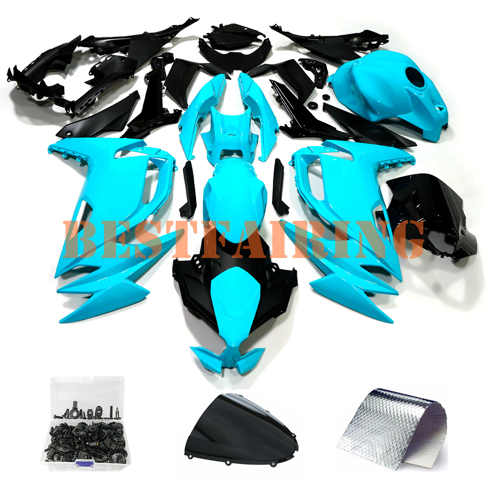 Glossy Blue Fairing + Tank Cover for Kawasaki Ninja 650 2020-2025 EX650 ...