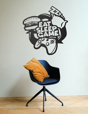 Eat Sleep Game Gamer Console Wall Decal Removable Wall Décor Room ...