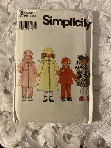 Simplicity 8352 girl COAT JACKET HAT SCARF PANTS 5-6X chest 24-25.5 ...