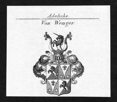 ca. 1820 Wenger Wappen Adel coat of arms Kupferstich antique print ...