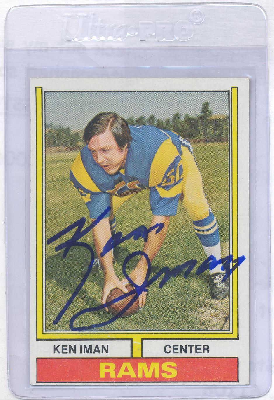 Ken Iman 1974 Topps #343 Autographed Football Card Los Angeles Rams ...