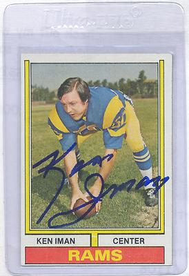 Ken Iman 1974 Topps #343 Autographed Football Card Los Angeles Rams ...