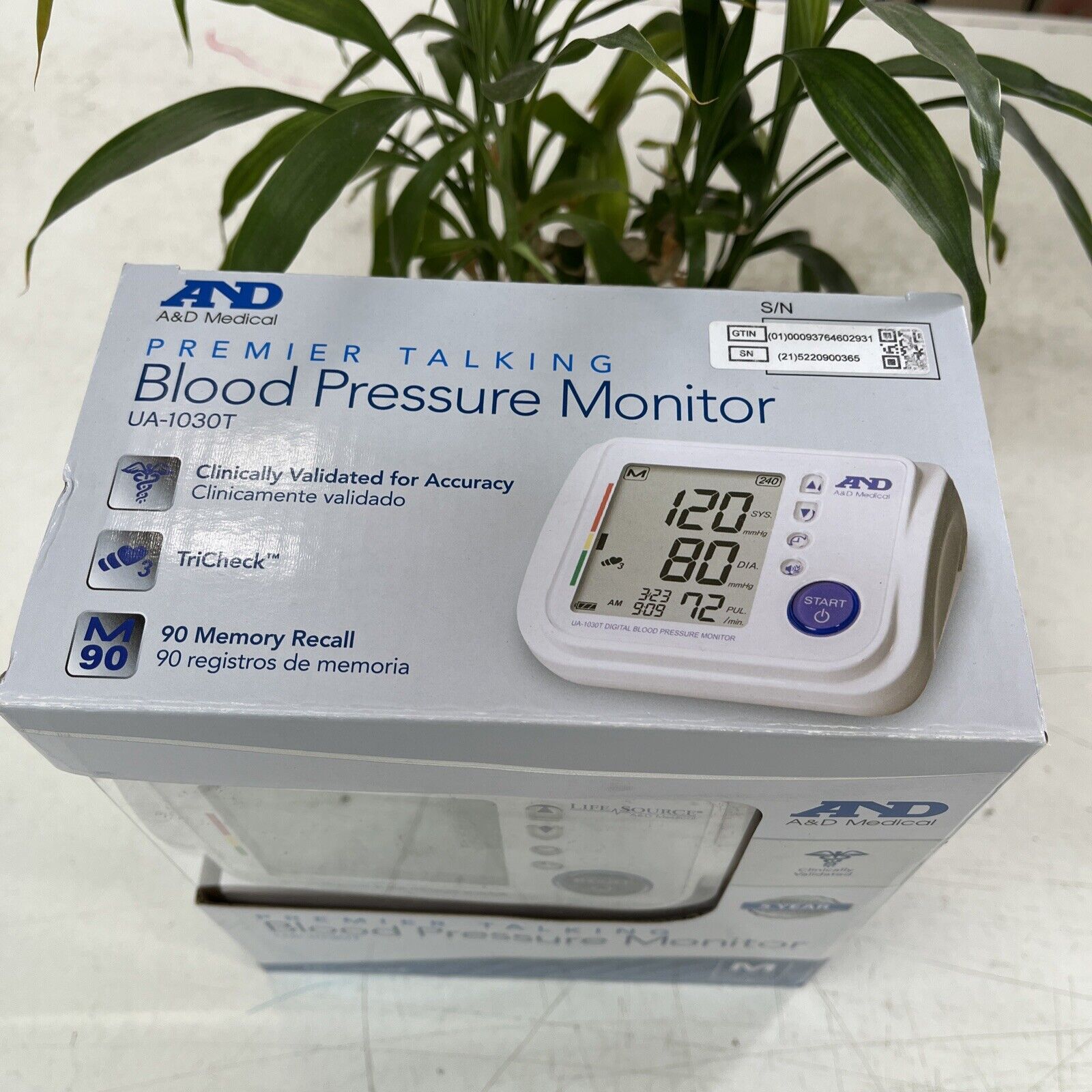 Talking Blood Pressure Monitor Model LifeSource Premier UA-1030T Cuff ...
